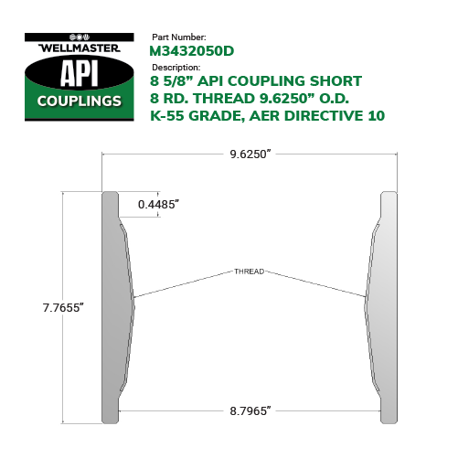 8 5/8″ API Coupling – Short – Wellmaster